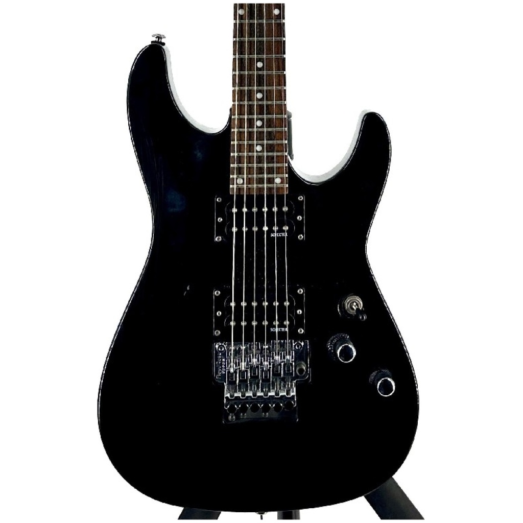 USED Schecter Omen 6 Guitar Black with Floyd Rose – World Music Supply